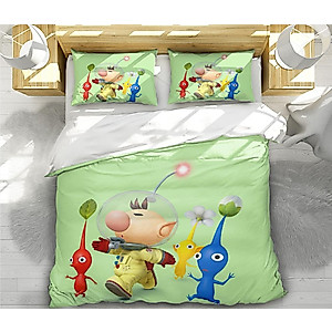 AKARDO Pik Garden Elf Game Duvet Cover Soft 3D Printed Bedding Set with Comforter Cover 3 Piece Set Includes 2 Pillowcases and 1 Duvet Cover Machine Washable (12,King (104"x90"))