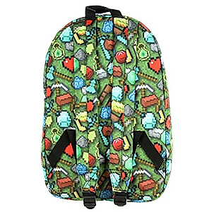 Minecraft Sword Pickaxe Items All Over Sublimated Print Laptop Backpack Bag