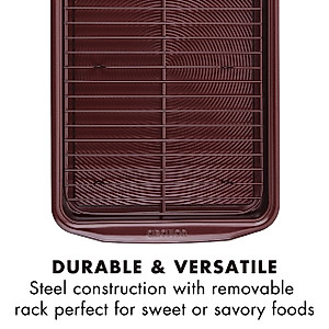 Circulon Nonstick Bakeware Set, Nonstick Cookie Sheet / Baking Sheet with Cooling Rack - 2 Piece, Merlot Red