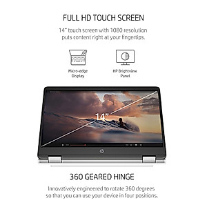 HP Chromebook x360 14a Laptop - Dual Core Intel Celeron N4020 - 4 GB RAM - 32 GB eMMC Storage - 14-inch HD Touchscreen - Google Chrome OS - Lightweight and Long Battery Life (14a-ca0010nr, 2020)