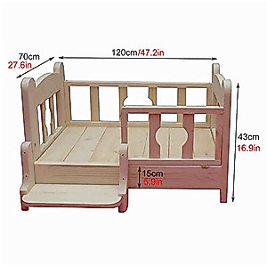 HYDT All Seasons Elevated Pet Sofa Dog Cots for Bedside/End Table,Wooden Pet Bed with Grey Cushion Set Dogs and Cats (Size : 120x70x43cm/47.2x27.6x16.9in)