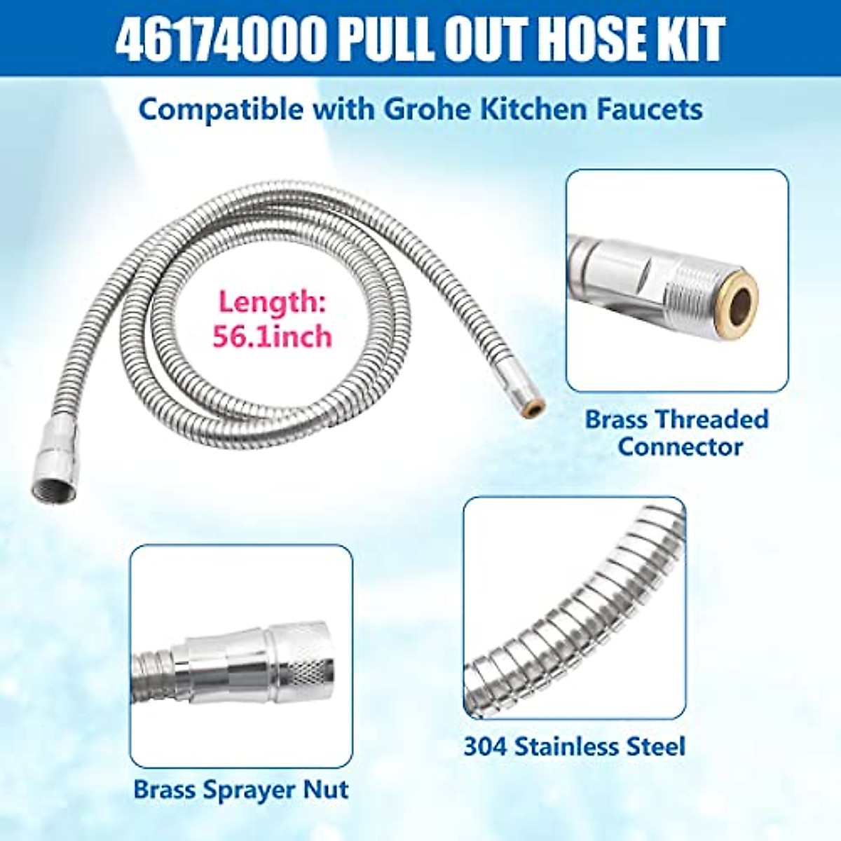 46174000 Hose Replacement,Compatible with Grohe K4 K7 Pull-out Kitchen Faucet(59-In)
