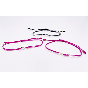 Set of 3 Back to School Mother and Two Daughters Matching Heart Bracelets