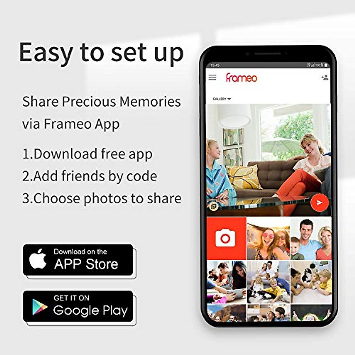 BIHIWOIA Digital Picture Frame Digital Photo Frame WiFi,1920 * 1200 IPS Touch Screen,Built-in 16GB Storage, HD Display, Auto-Rotate, Share Photos and Videos via Frameo App