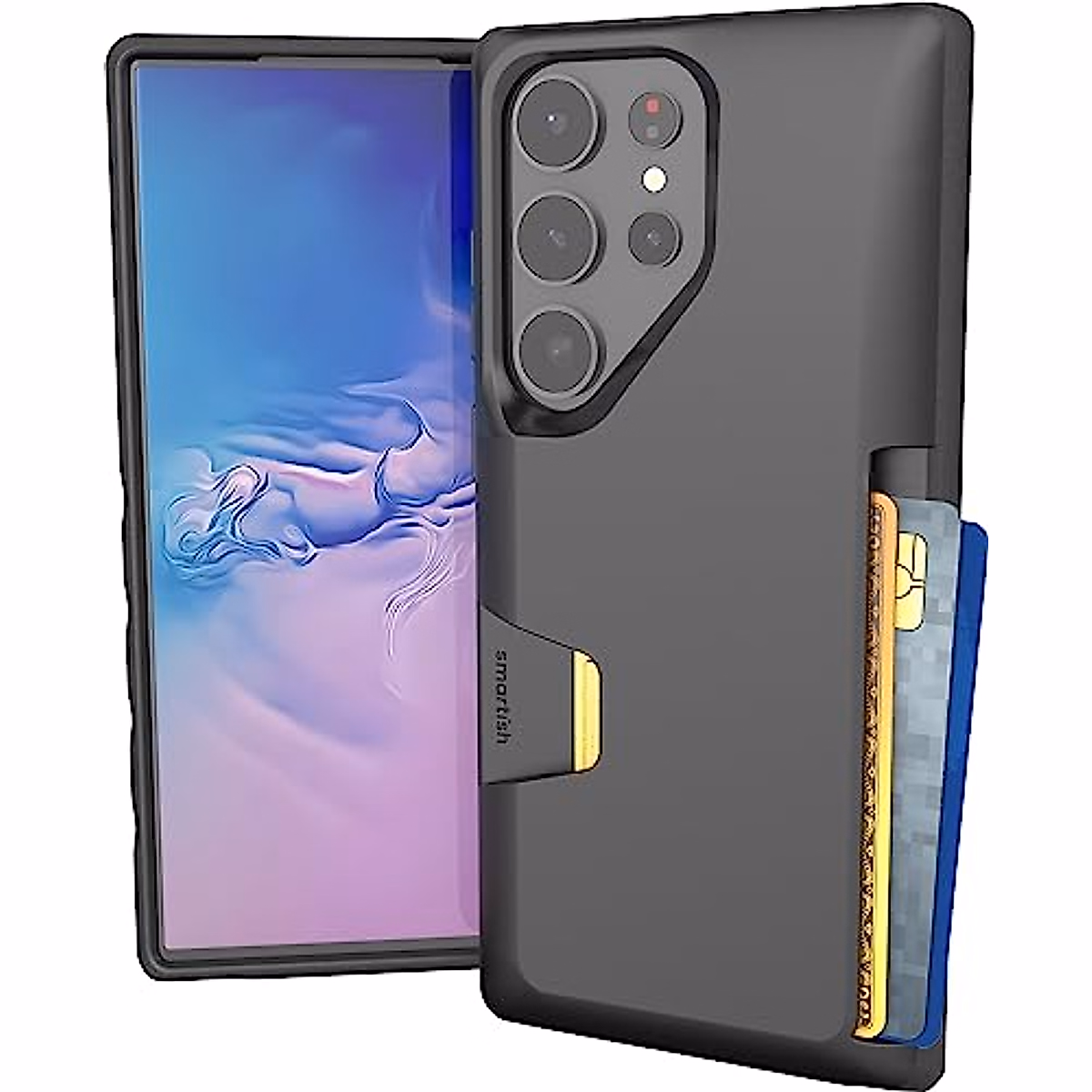 Smartish Galaxy S23 Ultra Wallet Case - Wallet Slayer Vol. 1 [Slim + Protective] Grip Credit Card Holder for Samsung - Black Tie Affair