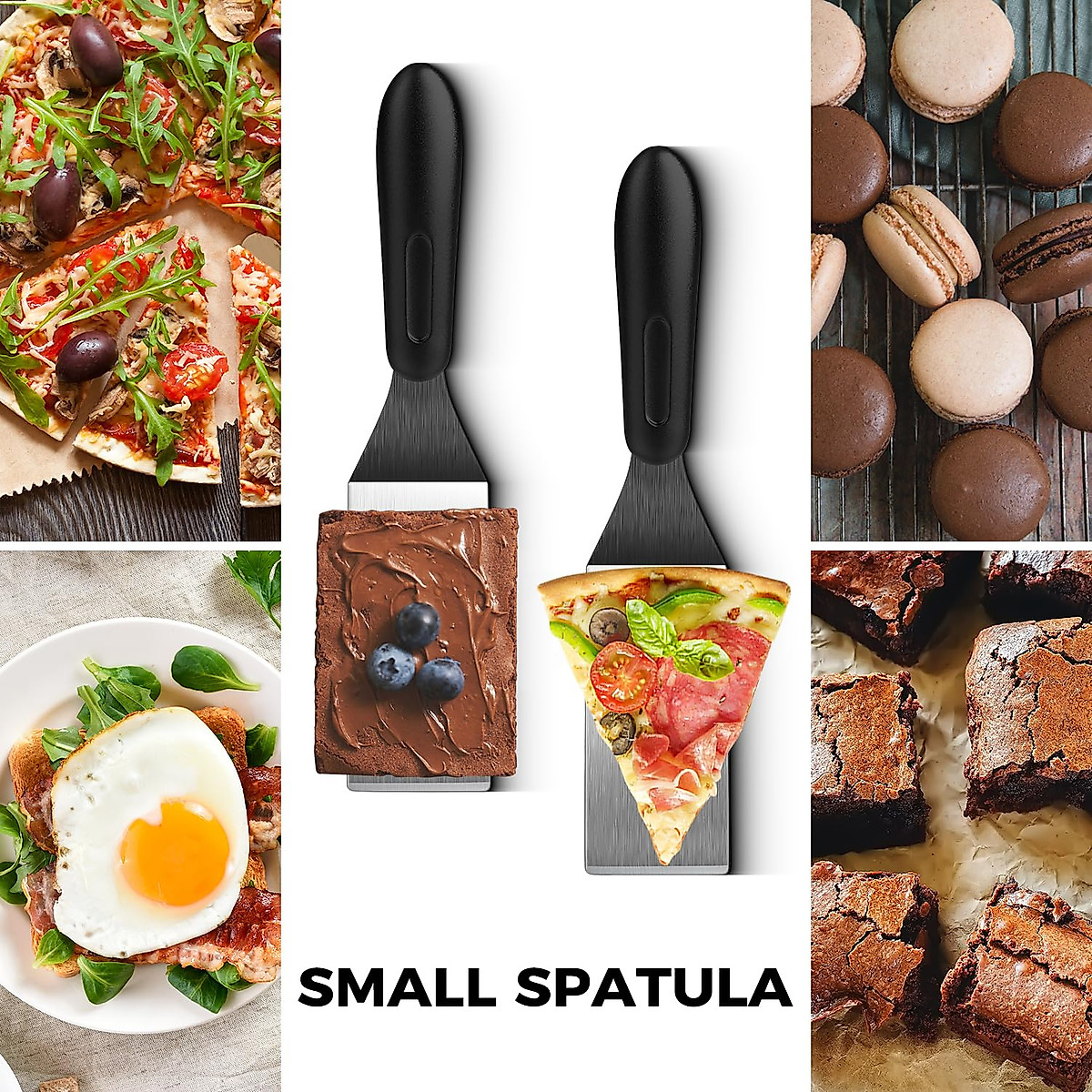 Small Spatula 2 Pieces, Mini Serving Spatula for Kitchen Use, Metal Spatula for Serving and Turning, Ideal for Pancakes, Brownies, Desserts, Cookie, Eggs or Small Pan