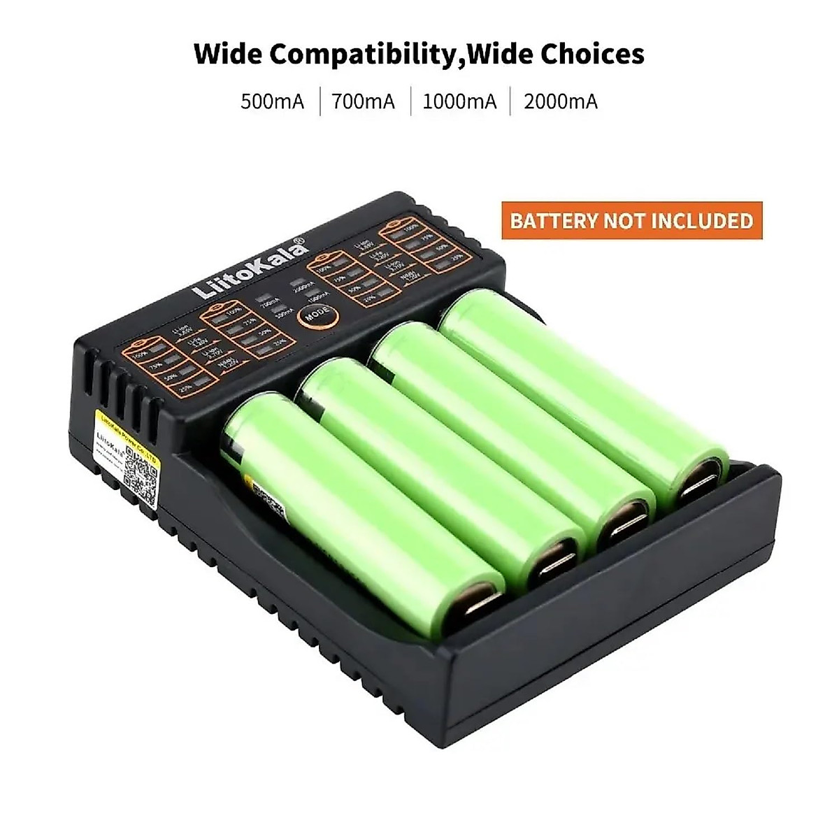 4-Bay USB 18650 Battery Charger with Led Light,Universal Battery Charger for 3.8V 3.7V IMR 18650 26650 RCR123A 14500 16340 LiFeO4 1.2V Ni-MH Ni-Cd AA AAA Battery