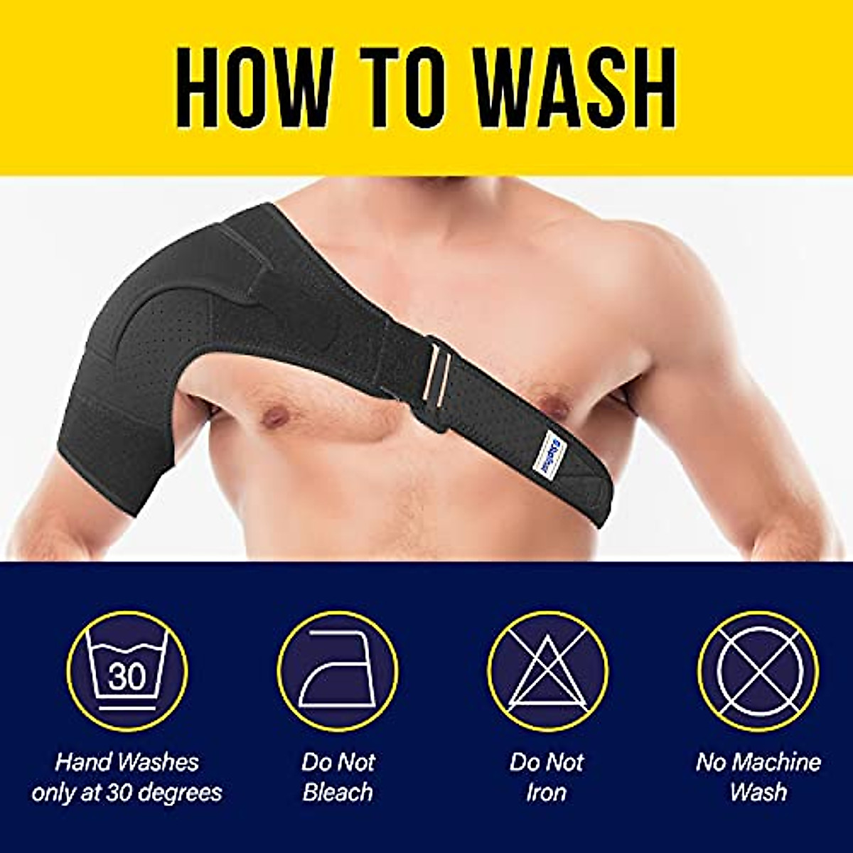 Suptrust Recovery Shoulder Brace for Men and Women, Shoulder Stability Support Brace, Adjustable Fit Sleeve Wrap, Relief for Shoulder Injuries and Tendonitis, One Size Regular, Dark Black