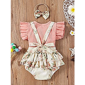 Voonlie Baby Girl Clothes Outfits 3PCS Newborn Infant Baby T Shirt Shorts Headband Summer Set