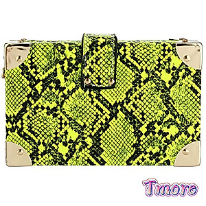 Tmore Womens Snakeskin Clutch Purses Handbag Ladies PU Leather Evening Crossbody Purse Shoulder Bags with Chain