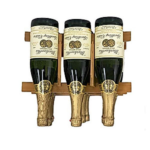 DECOMIL 9 Bottle Samurai Style Stackable Modular Wine Rack Wine Storage Rack Solid Bamboo Wine Holder Display Shelves, Wobble-Free (9 Bottle Capacity - Samurai Style Capacity)