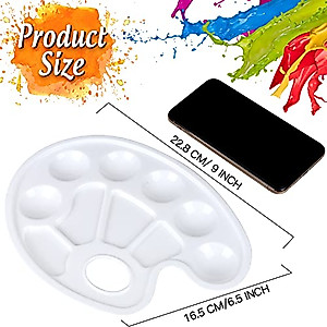 Oval Paint Tray Palettes, FANDAMEI Plastic Paint Tray Palette, Paint Palettes Paint Pallets with Thumb Hole for Adults & Kids, for Painting or DIY Craft Class, White, 2 PCS