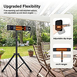 Mountman Patio Heater, Electric Heater for Outdoor/Indoor Use, 1500W Infrared Radiant Heater with Remote, 3 Modes, 24H Timer, IP45, Wall Mounted/Tripod for Garage, Backyard Porch, Basement, Balcony