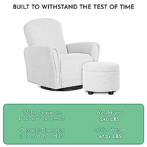 Evolur Vienna Swivel Glider with Ottoman in Fog Grey, Greenguard Gold Certified Nursery Chair Made from Sustainable FSC-Certified Wood, Tool-Free Assembly, Easy to Clean