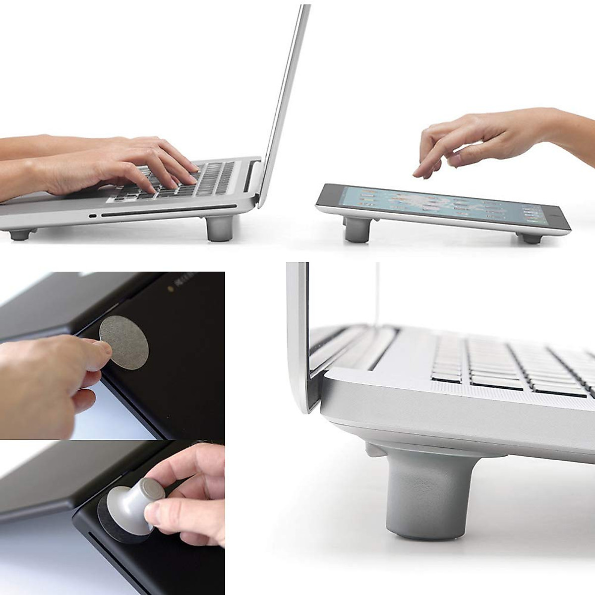 Cool Feet Laptop Cooling Stands - Rubber Feet Heat Reduction Stand with Portable Cooling Pad for Notebooks/Laptops - Innovative Heat Dissipation Solution for Enhanced Performance - Set of 4