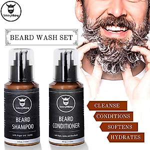 Striking Viking Beard Balm and Beard Shampoo and Conditioner Bundle with Argan and Jojoba Oils