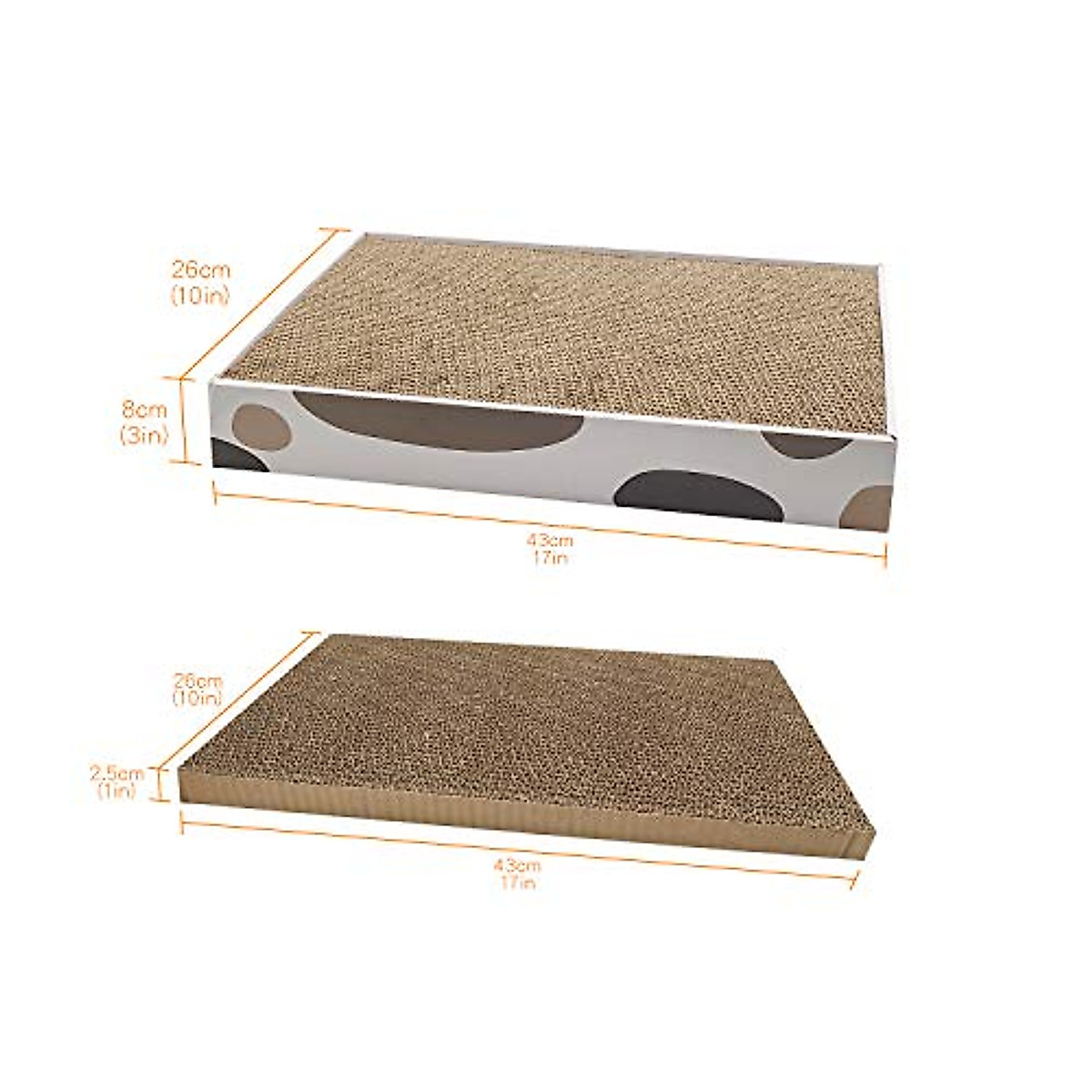 MSBC Cat Scratcher Carboard Refill Box with 3 Pieces 17"x10" Board, Kitty Cat Scratching Pad Recycle Corrugate Scratcher Cat Scratch Lounge Long Lasting Reversable