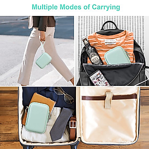 Canboc Hard Carrying Case for JADENS D110 Label Maker Machine, Portable Bluetooth Label Printer Box, Zipper Mesh Bag fits Label Paper and Charging Cord, Green