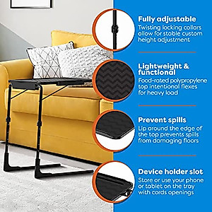 Table-Mate II PRO TV Tray Table - Folding Table with Cup Holder and Tablet Slot- Couch Desk for Working from Home, TV Trays for Eating, Portable and Adjustable TV Table, Black