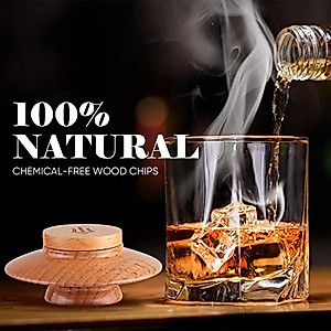 Old Fashion Smoker Kit- Cocktail Smoker Kit - Including Cocktail Smoker - Butane Torch - 4 Different Wood Chips for Smoker - Whiskey Stones- Cocktail Kit - Bar Accessories (Without Butane)