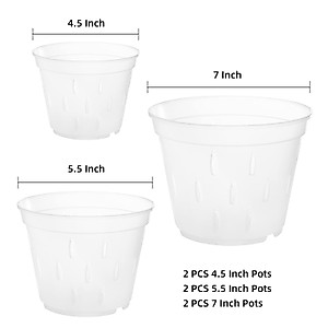 TRUEDAYS Orchid Pots with Holes Plastic Flower Plant Pot Clear Plastic Orchid Pot for Indoor Outdoor,2 Each of 4.5 Inch/5.5 Inch/7 Inch - 6 Pack