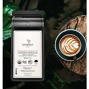Lifeboost Coffee French Vanilla Ground Coffee - Low Acid Single Origin USDA Organic Coffee - Non-GMO Ground Coffee Beans Third Party Tested For Mycotoxins & Pesticides - 12 Ounces