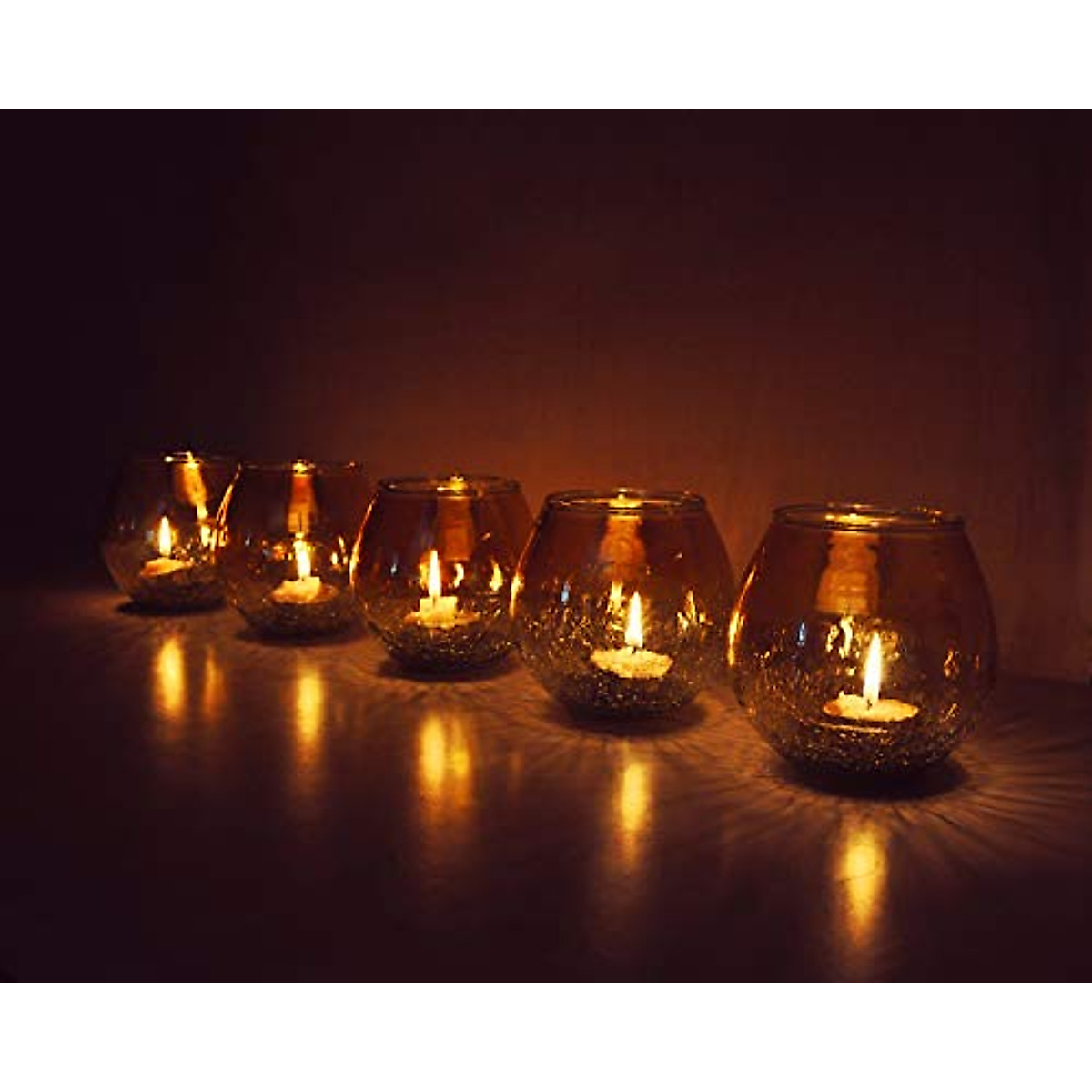 Valentine's Day Candle Holder Half Crackle Glass Garden Wedding Decoration Tea Light Candle Holder Votive Light Candle Holder Bulk 5 Pcs