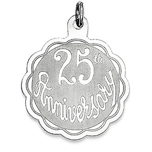 IceCarats 925 Sterling Silver 25th Anniversary Disc Necklace Charm Pendant Only