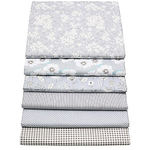 AbTwill Gray Cotton Fat Quarter Bundle Quilting Fabric for Sewing,18" x 22"