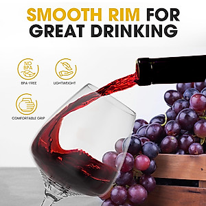 BERKWARE Premium Wine Glasses - Crystal Long Stem Wine Glass - 12 oz each (Set of 6)