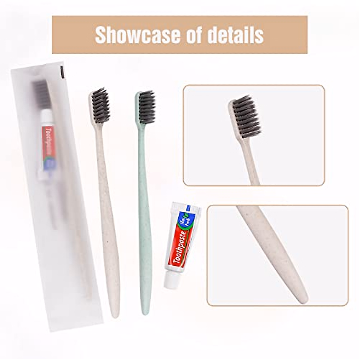 Xuezoioy Disposable Toothbrushes with Toothpaste,60 Pack Individually Wrapped Disposable Travel Toothbrushes Kit in Bulk for Homeless,Nursing Home,Hotel,Charity (Apricot+Green)