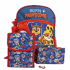 RALME Paw Patrol Backpack 5 Pc. Set for Boys & Girls, 16 in. Skye & Friends Backpack w/Paw Patrol Lunch Bag & Pencil Case