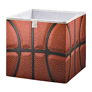 Bolaz Basketball Ball Texture Closet Organizers Storage Cubes Storage Bins Shelf Baskets Containers for Home Kids Room Toys Office