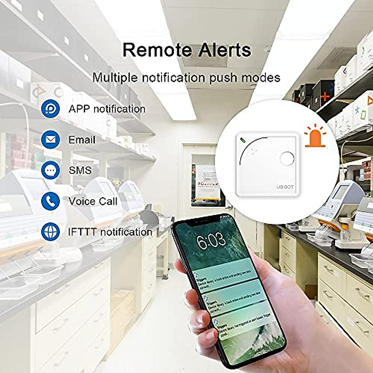 UbiBot WS1 WiFi Temperature Humidity Sensor, Smart Temperature Monitor，Thermometer Supports External Probe, Alerts & History，Free IoT App/Web Console, IFTTT, Alexa, (2.4GHz WiFi，no hub Required)