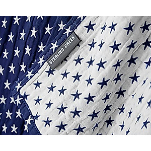 Sterling Creek Dawson Star Muslin Cotton Blanket Three Layers Lightweight Breathable Gauzy Blanket for Adults, All Season (Throw, Navy)