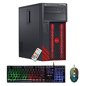 Dell RGB Lights PC Precision Tower Computer | Intel i7 Quad-Core Processor | 16GB DDR3 RAM 512 GB Solid State Storage (SSD) | Windows 10 Pro Wi-Fi | Keyboard Mouse (Renewed)