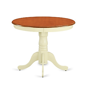 East West Furniture ANAV3-WHI-W 3 Piece Dinette Set for Small Spaces Contains a Round Room Table with Pedestal and 2 Kitchen Dining Chairs, 36x36 Inch, Buttermilk & Cherry