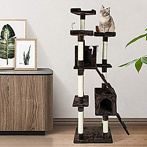 Confote 65” Multi-Level Cat Tree with 2 Condos and 3 Perches, Climber Tower Furniture for Large Cats Kitten