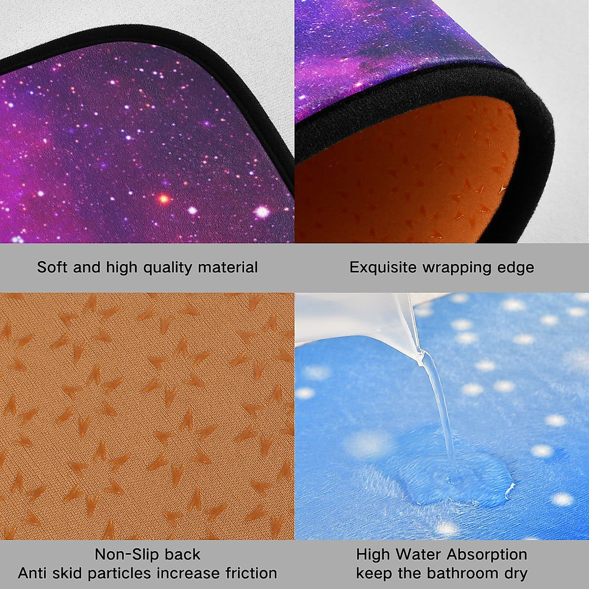 Galaxy Starry Sky Purple Kitchen Rugs and Mats 2 Pieces Anti Fatigue Kitchen Rug Set Non-Slip Bath Mat Entry Floor Carpet Entrance Door Mat Runner 20"x28"+20"x47"