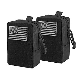 AMYIPO Mini MOLLE Pouch Multi-Purpose Compact Tactical Waist Bags Small Utility EDC Pouch (Black - Mini Pouch (2PCS))
