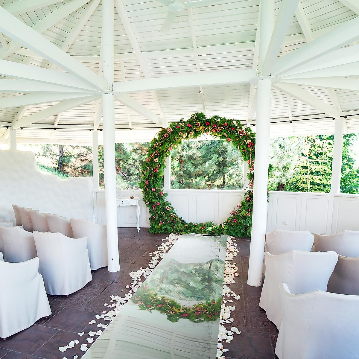 Tinideya 3.3 x 98.4 ft Aisle Runner for Wedding Ceremony Double Sided Reflective Carpet Mirror Aisle Runner for Wedding Walkway Runner Rug Roll for Outdoor Birthday Graduation Party Decor (Silver)