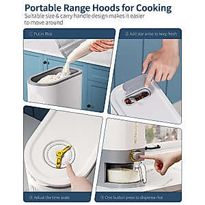 Lenwi 11 Lbs Rice Dispenser, Large Rice Container with Scale Measuring Cup, BPA-Free Household Rice Storage Container with Time Scale, for Home Kitchen Pantry Organization