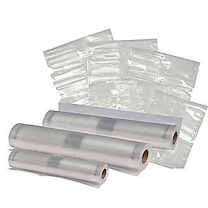 Nesco VS-07V Vacuum Sealer Bag Variety Pack, Bag/Roll Combo, Clear