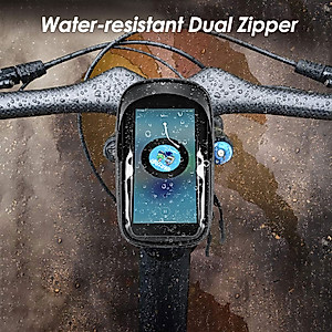 WOTOW Bike Phone Mount Bag, Waterproof Bicycle Cell Phone Front Frame Top Tube Handlebar Bag with Touch Screen Sun Visor Large Capacity Cycling Pouch Accessories for 6.5'' iPhone 12 13 XS Max XR