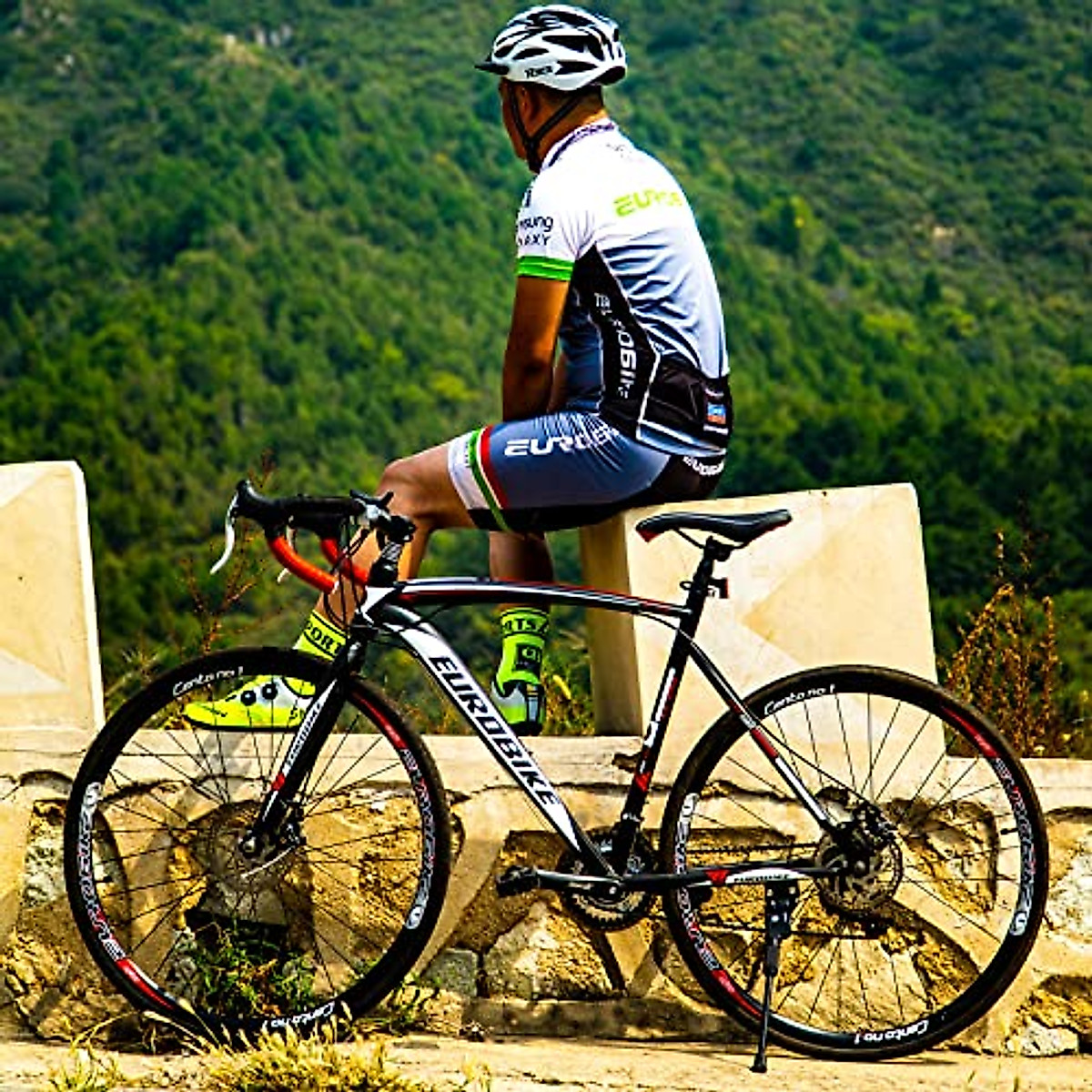 EUROBIKE Road Bike,54cm Frame Road Bicycle for Men and Women,21 Speed Adult Bike,Disc Brake 700C Bike,Blackwhite (Blackwhite-54cm)