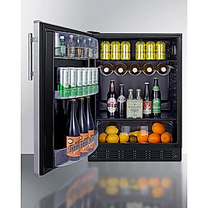 Summit FF6BK2SSADALHD 24” Wide ADA Under Counter Refrigerator 5.5 cu.ft. Made in Europe with Automatic Defrost Operation, Reversible Stainless-Steel Door, Deluxe black interior (ADA Left Hand Door)