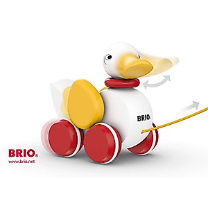 BRIO Infant & Toddler 30323 - Pull Along Duck Wood Baby Toy | Flapping Wings | Engaging Motor Skill Development | Certified Sustainable Wood Materials | Ideal for Kids Ages 1 and Up