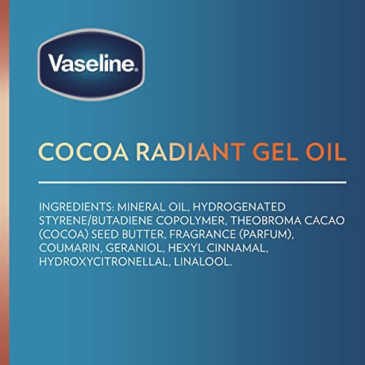 Vaseline Intensive Care Cocoa Radiant For Glowing Skin 3 Count Body Gel Oil Body Oil Made with 100% Pure Cocoa Butter + Replenishing Oils 6.8oz