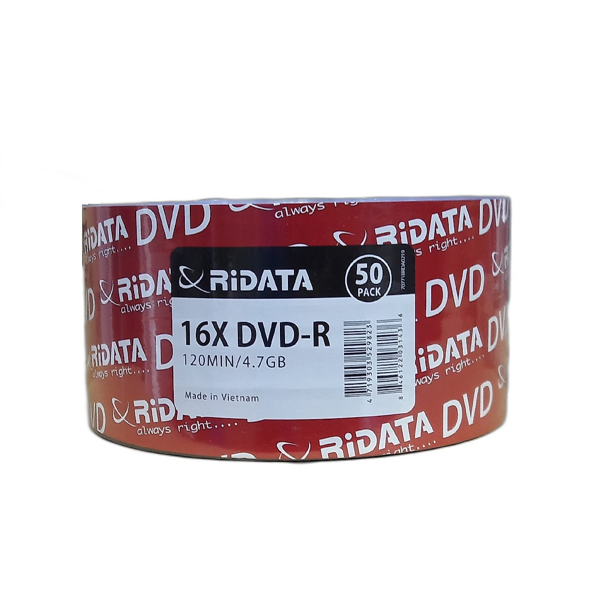 RiDATA DRD-4716-RD100ECOW 4.7GB 16X DVD-R 100 Packs Spindle Shrink Wrap