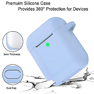 Silicone Airpods Case Cover,Wonjury Protective Case with Bracelet Keychain for Women Girls,Skin for Air Pod 2 & 1 Charging Case, Denim Blue